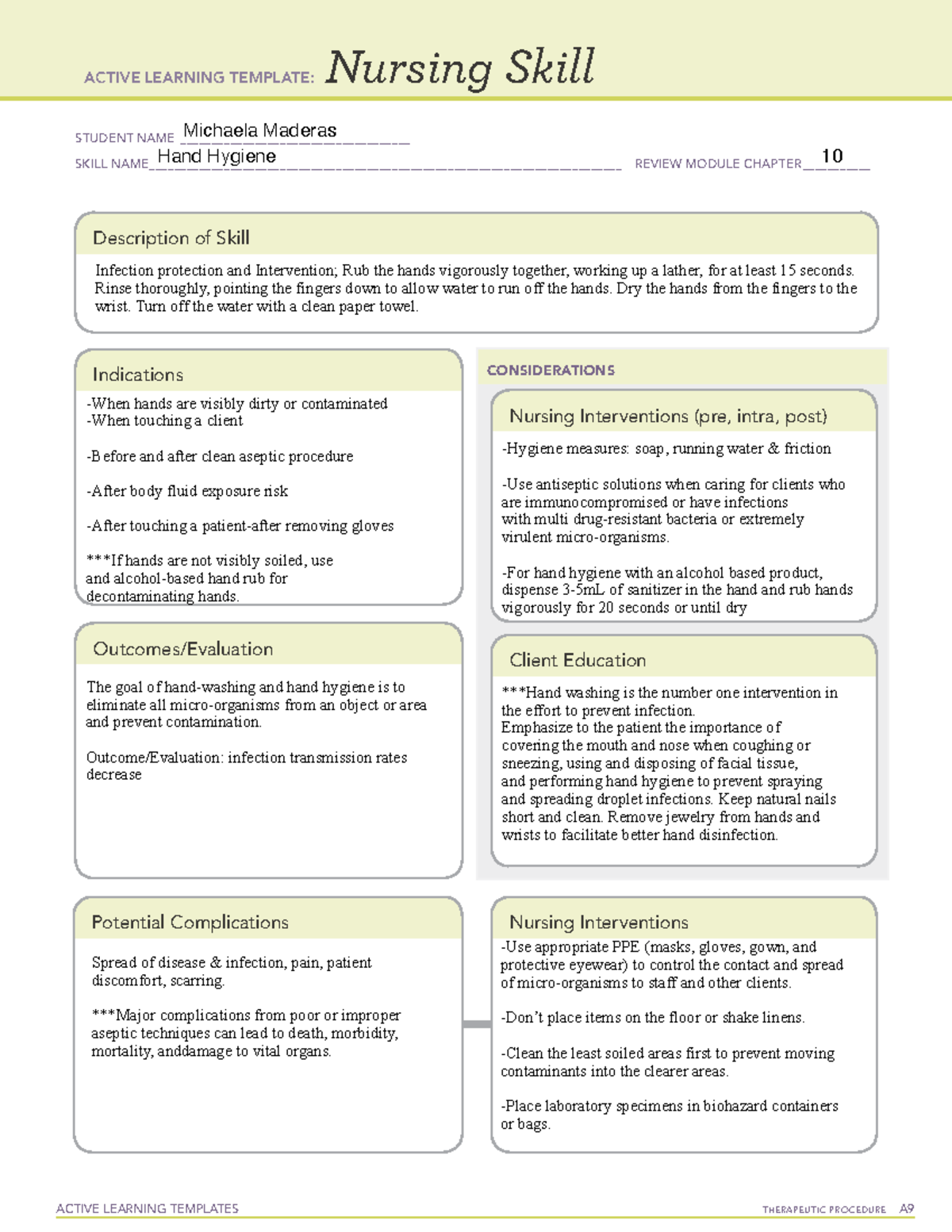 Hand Hygiene - ATI Active Learning Template: Nursing Skill Notes - Studocu