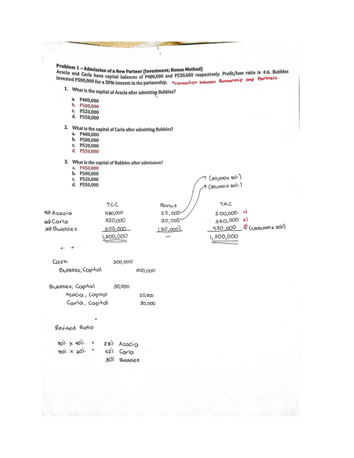 Admission OF A Partner Practice Problems - BS Accountancy - Studocu
