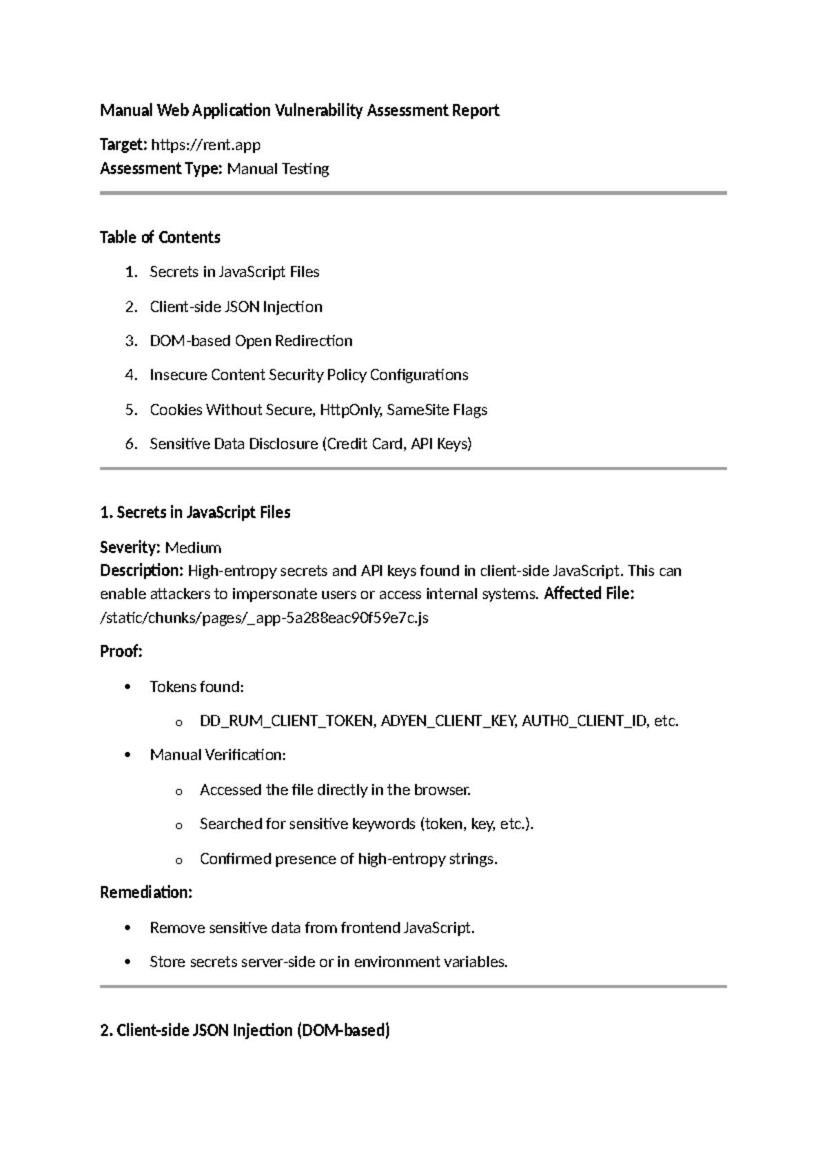 Manual Web App Vulnerability Assessment Report: Findings & Remediation ...