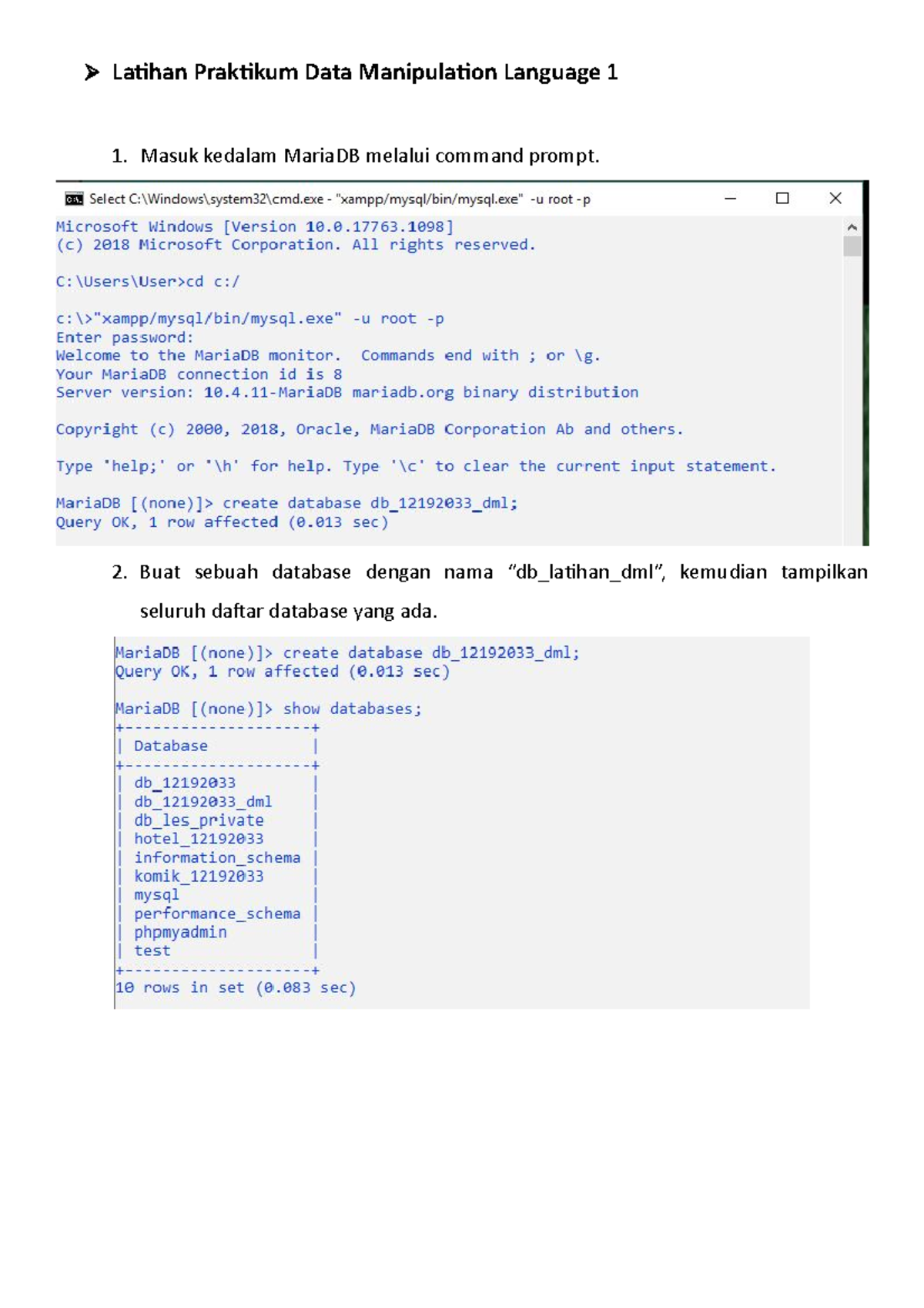 12192033 - Dede Rosdiana Hidayat (Aplikasi Basis DATA) Latihan DDL 2 - Studocu