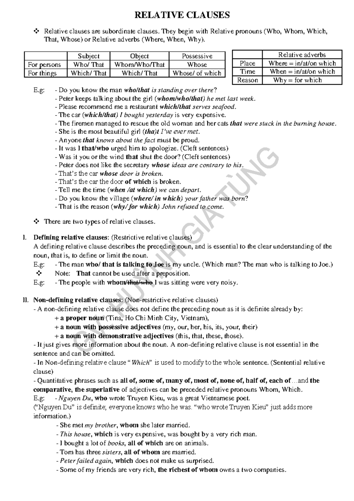 Relative Clauses - sdfds - RELATIVE CLAUSES Relative clauses are ...