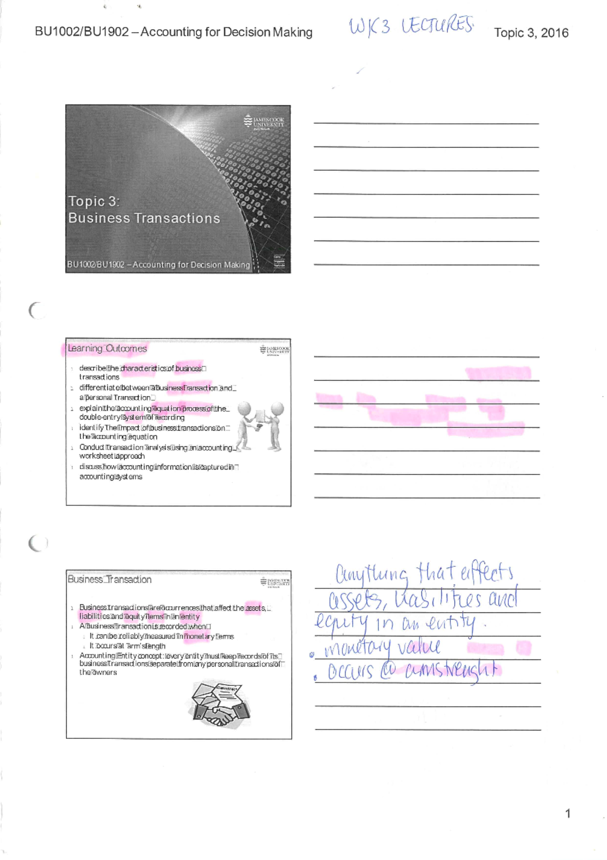 Week 3 Topic 3-Business Transactions - BU1002:03 - Studocu