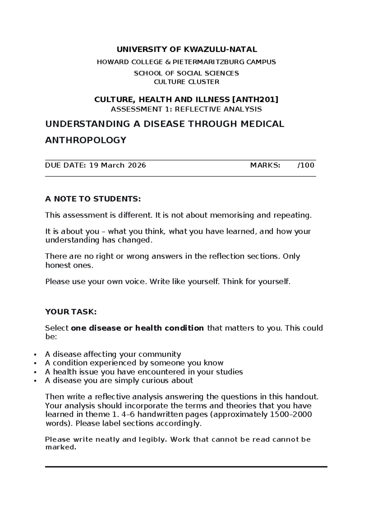 Reflective Analysis on Disease through Medical Anthropology (SOCS 101 ...