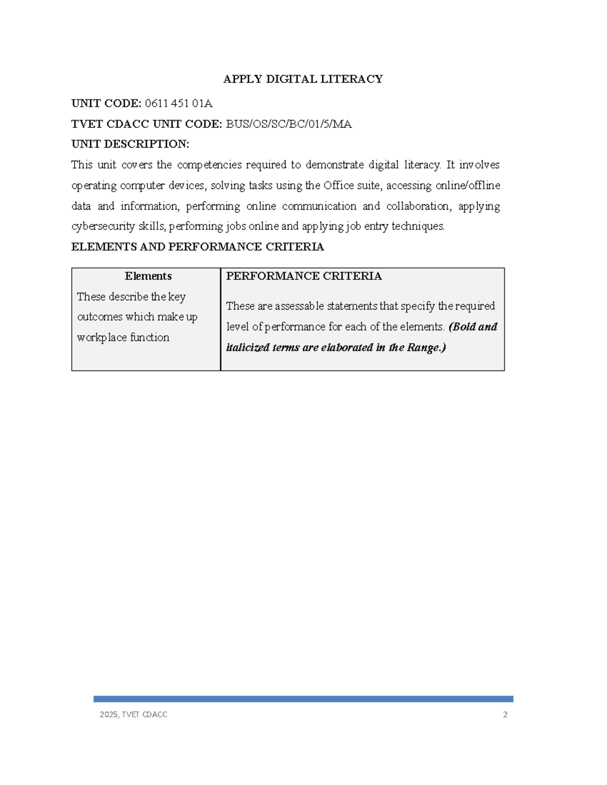 Digital Literacy Competencies - Unit Code: 0611 451 01A - Studocu