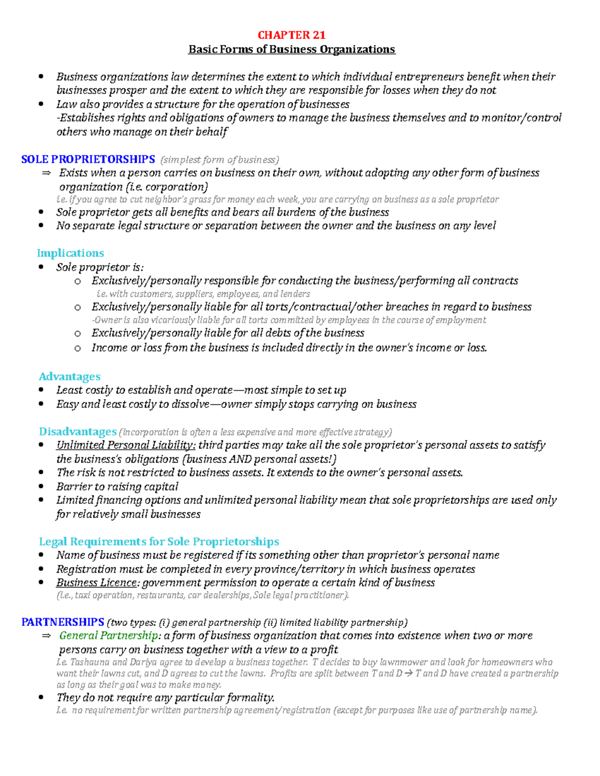 Advanced Business Law - Summary of Legal Forms - Chapter 21 - Studocu