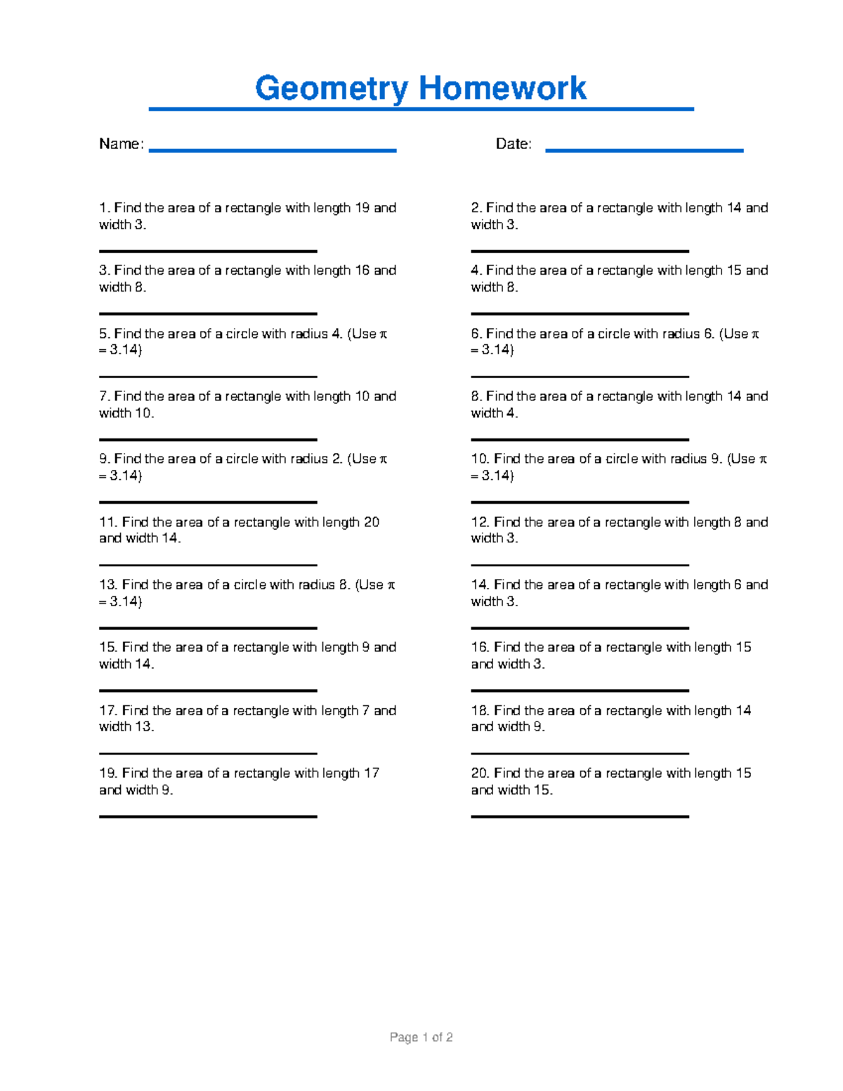 Geometry Homework - Area Calculations and Sharing Problems - Studocu