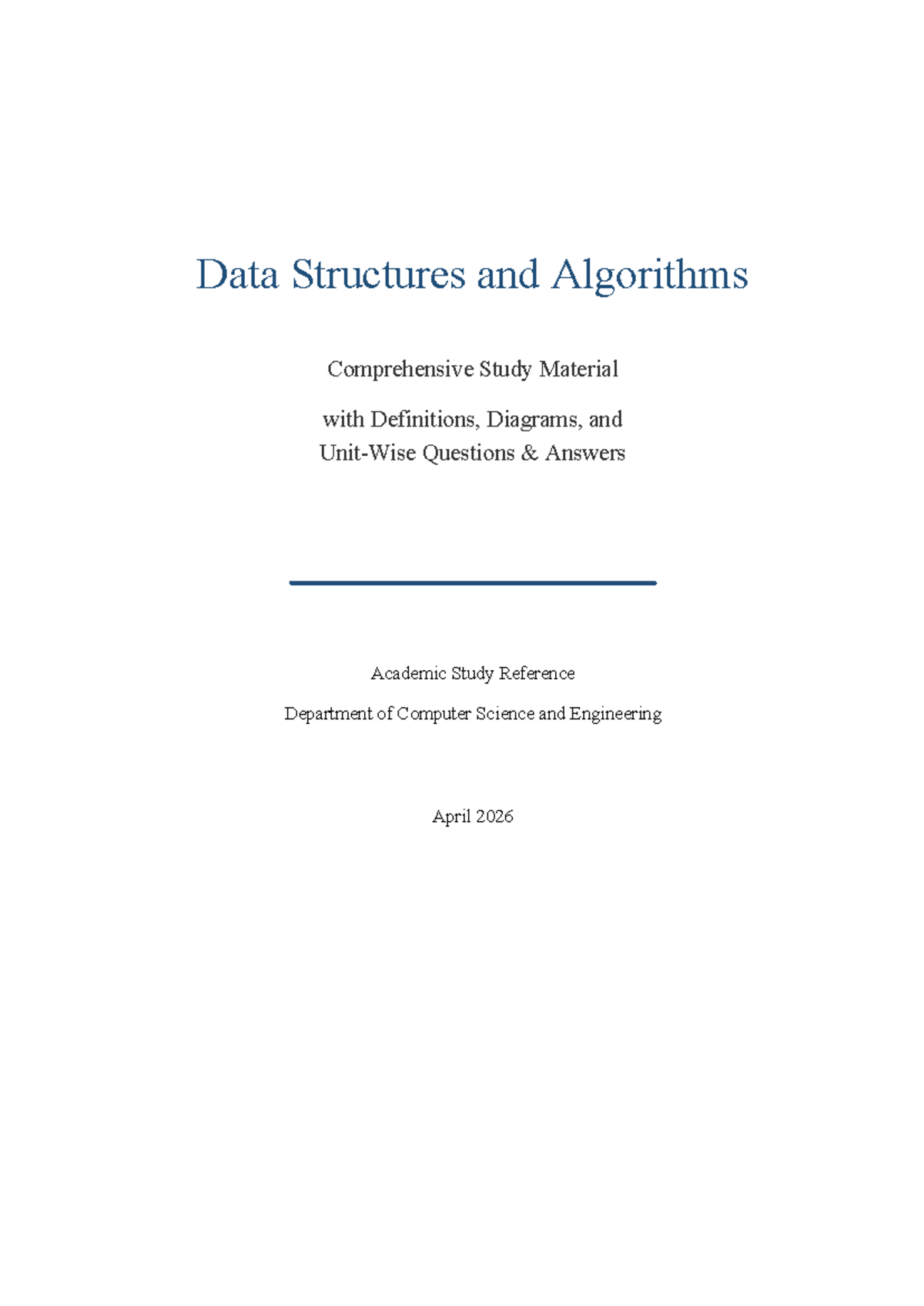 Data Structures and Algorithms Study Material (CSE 2026) - Studocu