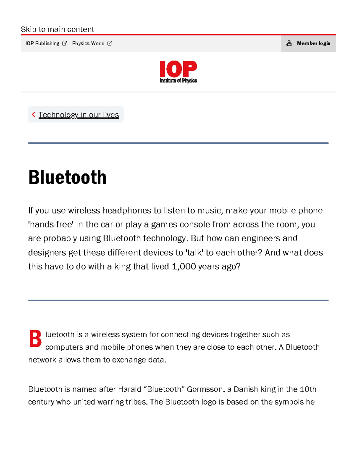 Bluetooth Basics in Physics II: Understanding Wireless Connections - Studocu