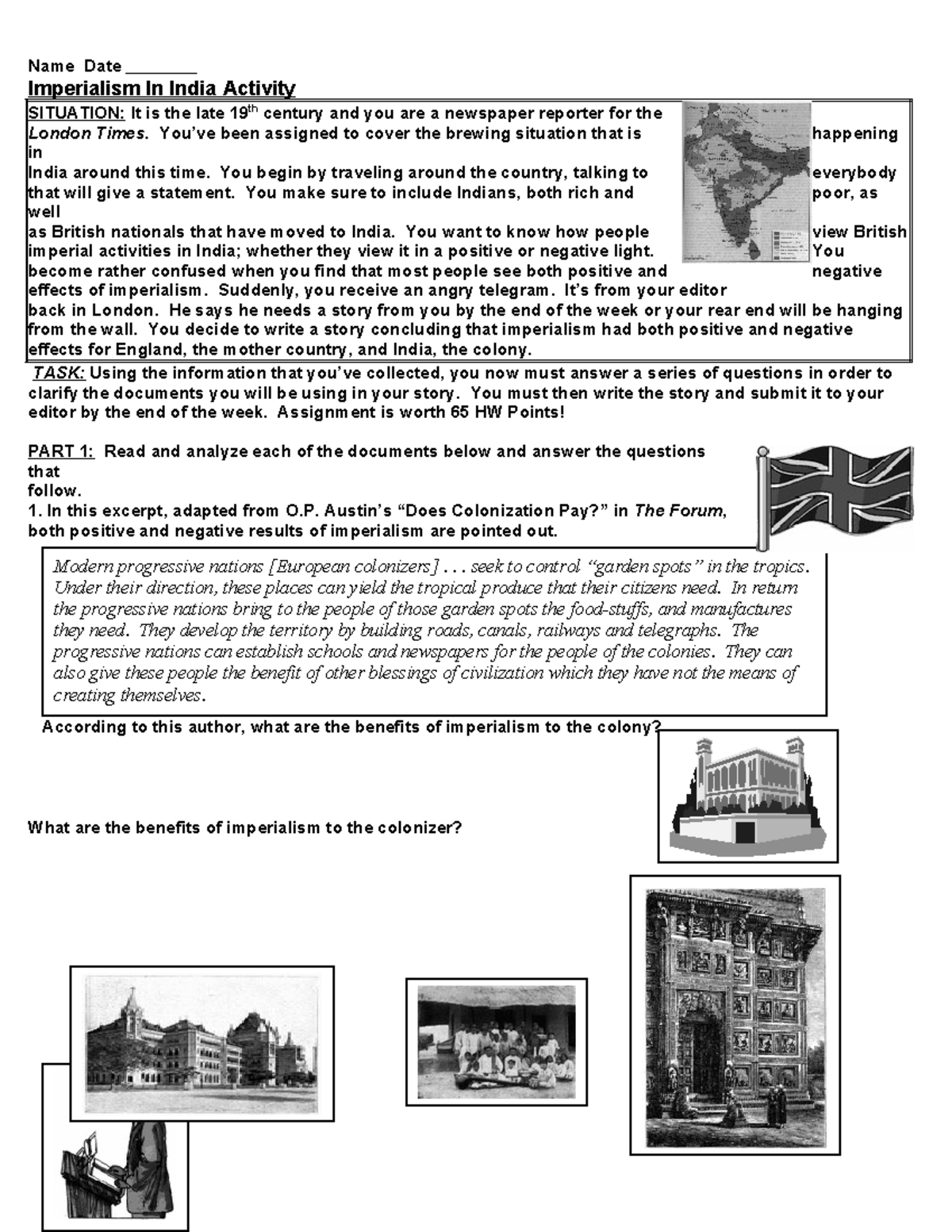 DBQ: Examining the Dual Impact of Imperialism in India (HW65) - Studocu