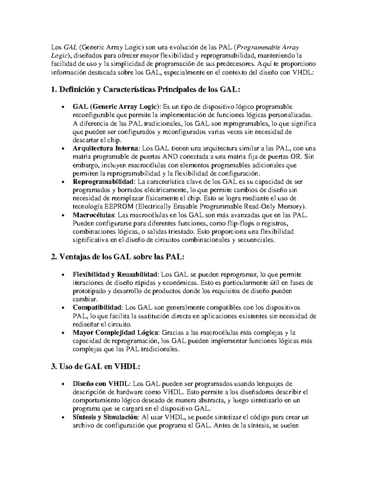Notas sobre GAL y su Uso en VHDL - Curso GAL-123 - Studocu