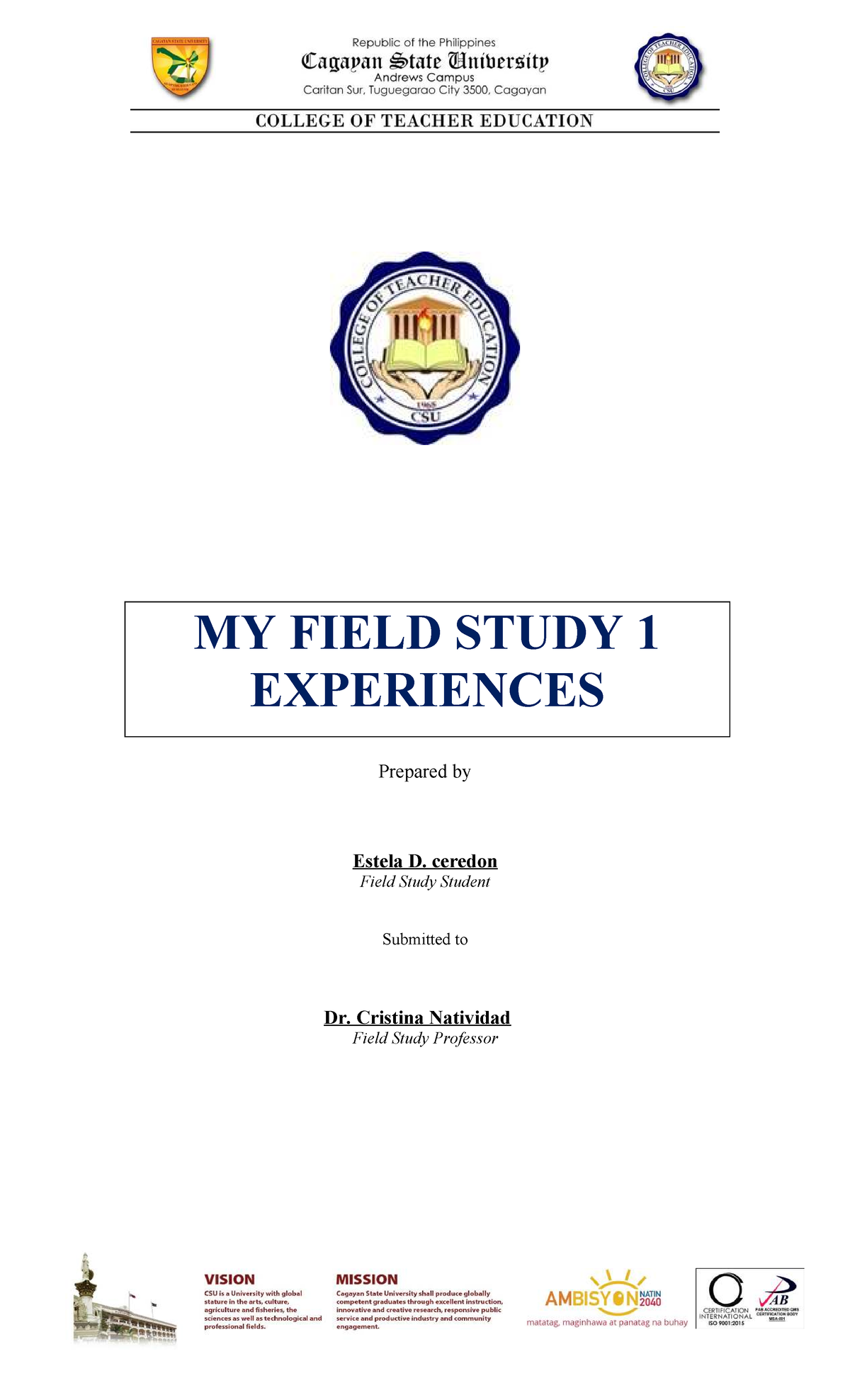 Field Study 1: Insights and Experiences in Classroom Management - Studocu