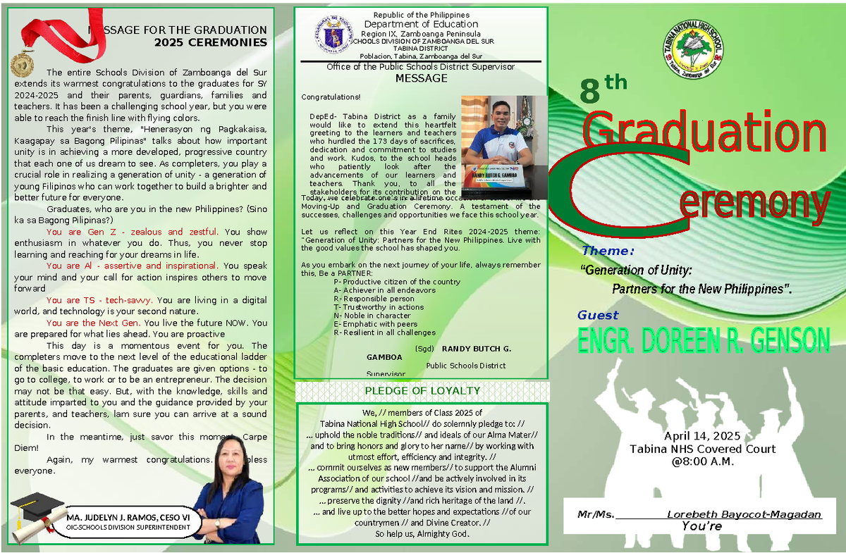 Graduation Ceremony Program for G12 Class of 2025 - Studocu