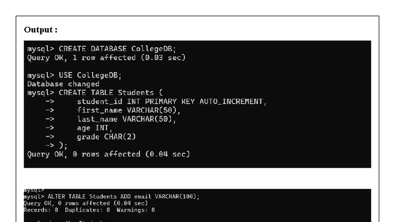 DBMS2 - 2nd Practical: CREATE DATABASE & TABLE Operations - Studocu