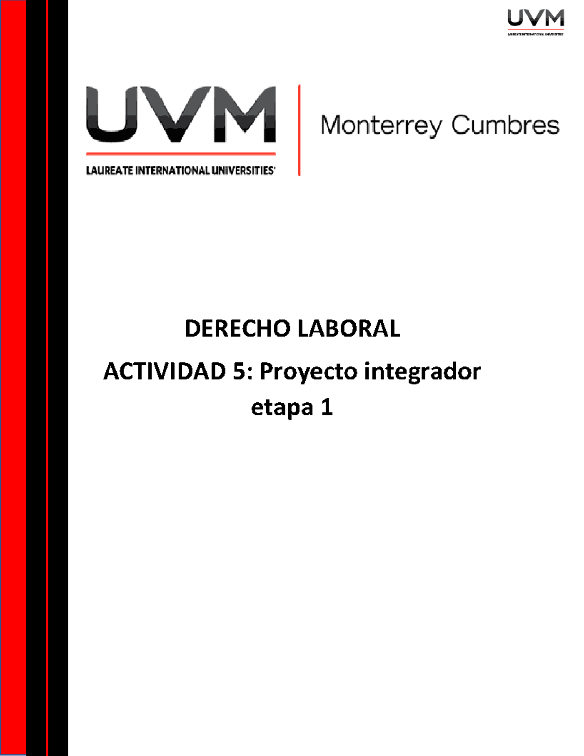 Actividad 5: Proyecto Integrador en Derecho Laboral - Etapa 1 - Studocu