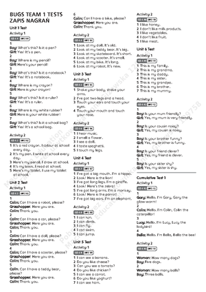 Unit 3 - Bugs Team 2 - Ćwiczenia z języka. - UNIT 3 – BUGS TEAM 2 (1) 1 ...