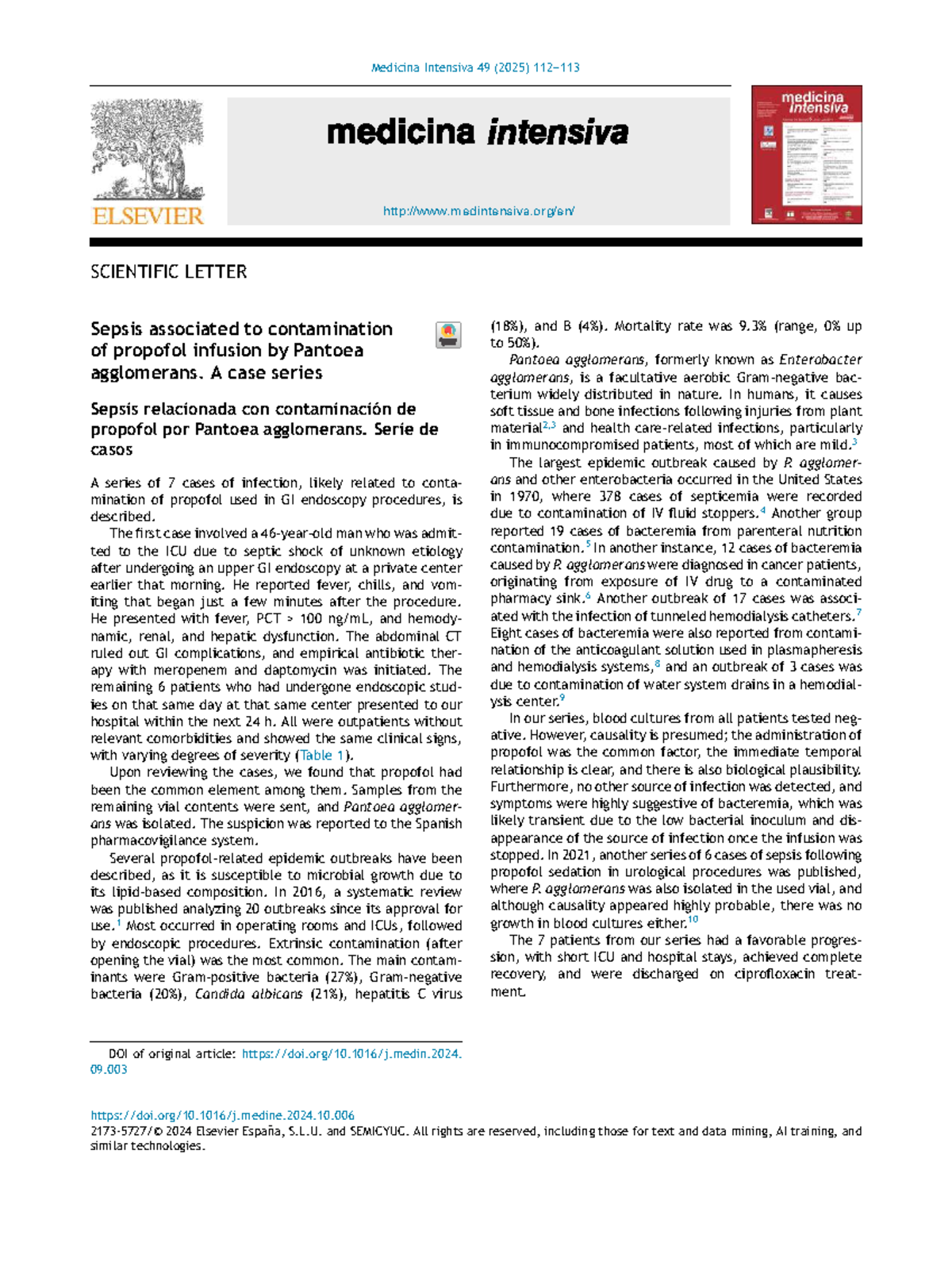 Sepsis Cases Linked to Propofol Contamination: A Case Series Analysis ...