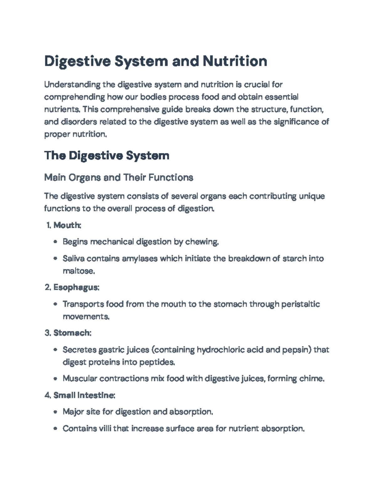 Digestive System and Nutrition Overview: Structure & Health Impacts ...