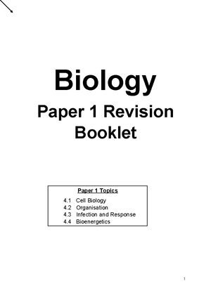 Biology Paper 2 Revision Booklet - Biology Paper 2 Revision Booklet ...
