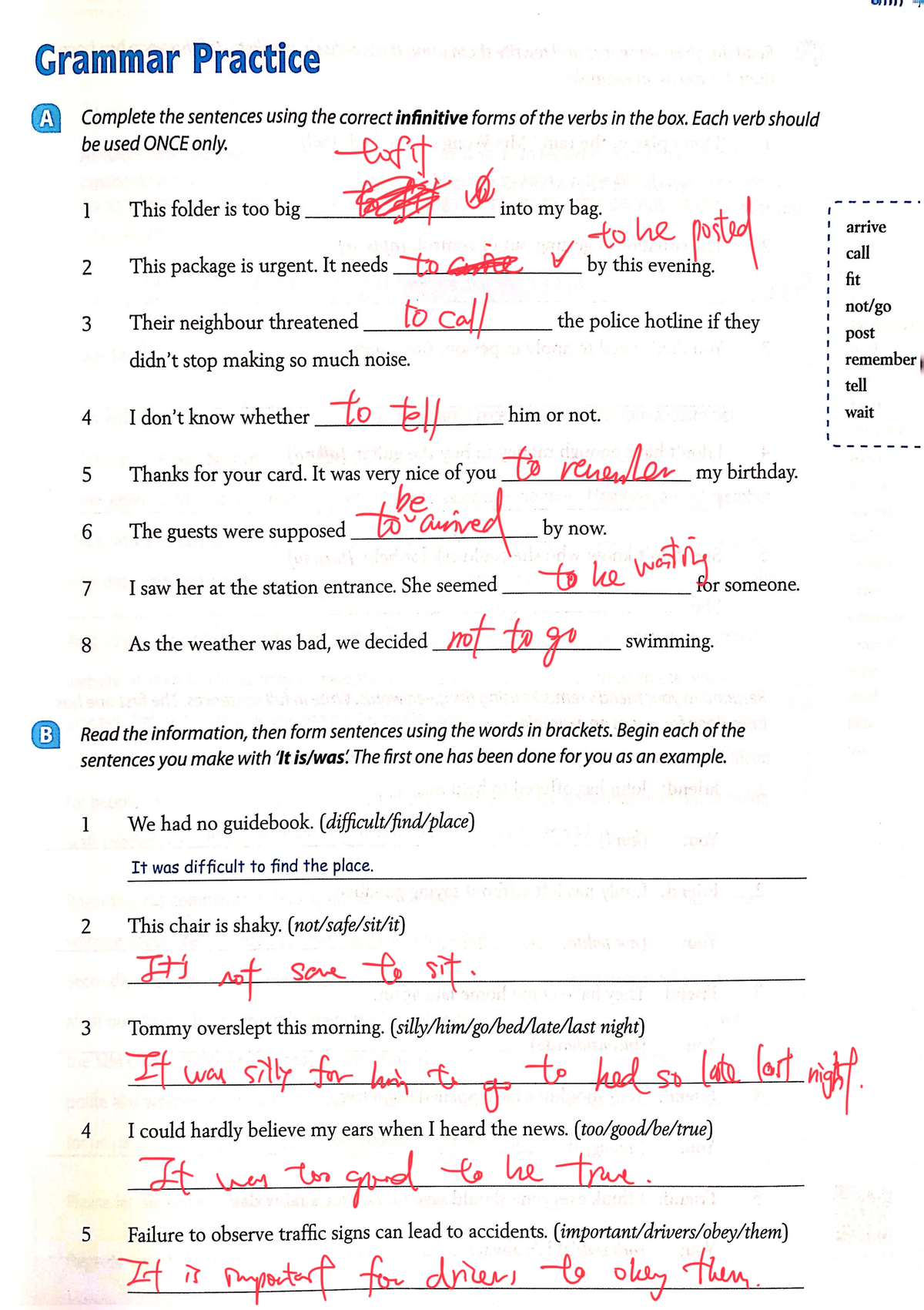 Unit 4 GB (Part A-H) - English Grammar Practice and Exercises - Studocu