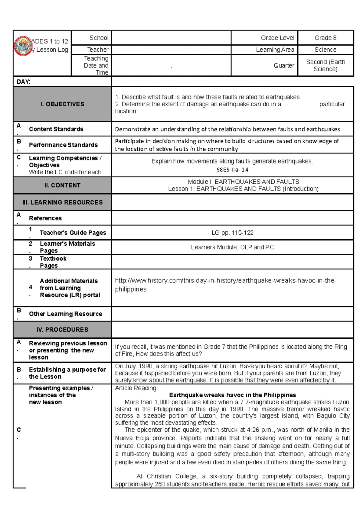 GIYA Teachers G7 10 - This is a classroom observation tool in Deped ...