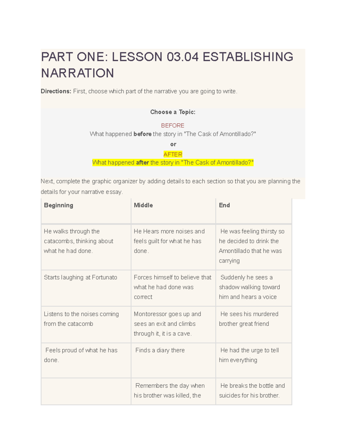 PART Four Lesson 03 - Studying - PART ONE: LESSON 03 ESTABLISHING ...