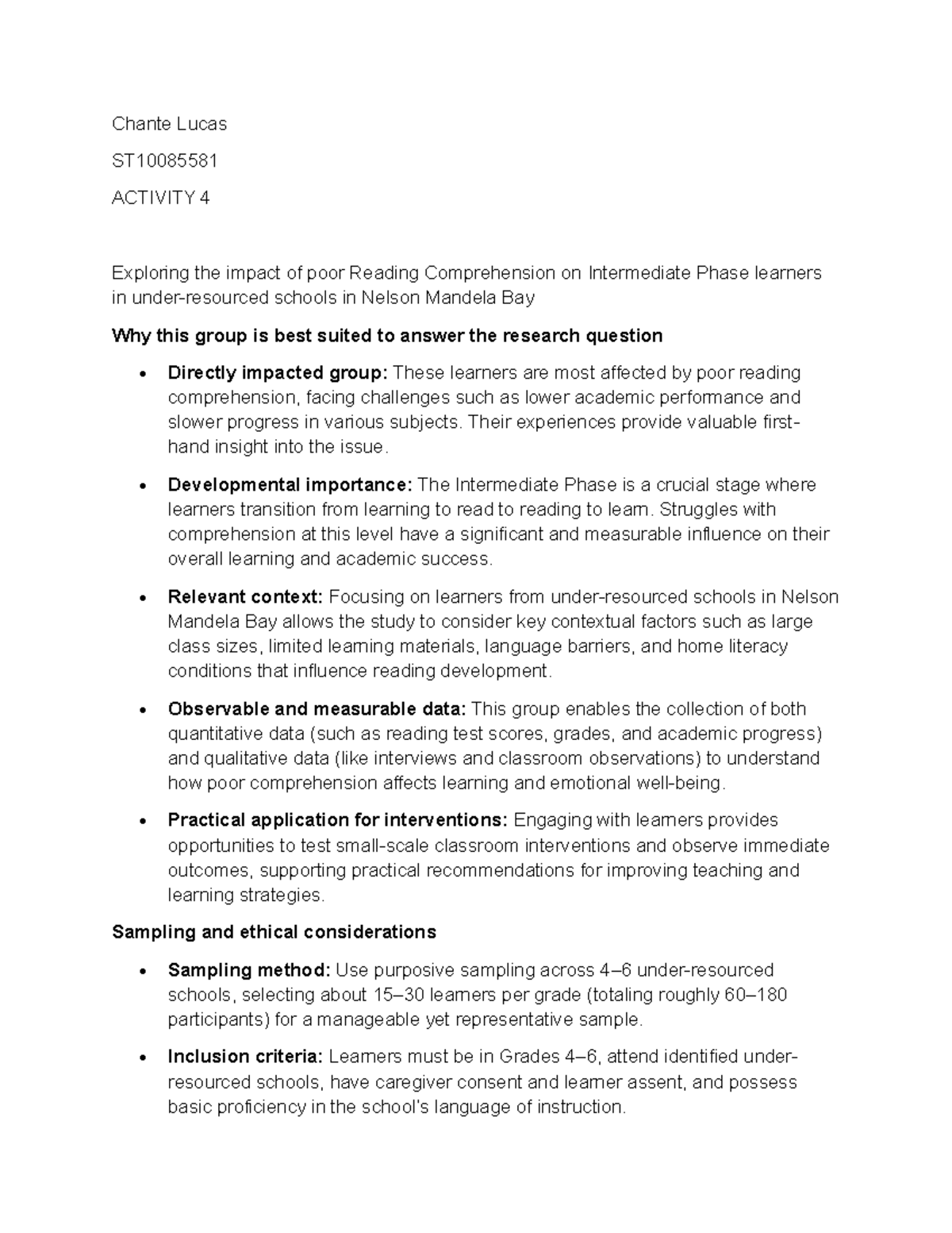 ERPR7412 Activity 4 - Impact of Poor Reading Comprehension on Learners ...