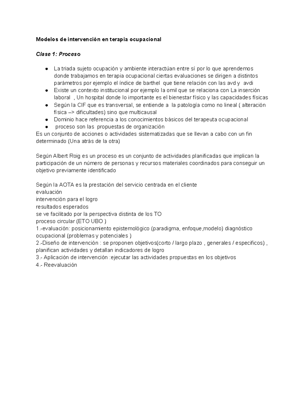 resumen modelos de terapia ocupacional - Modelos de intervención en ...