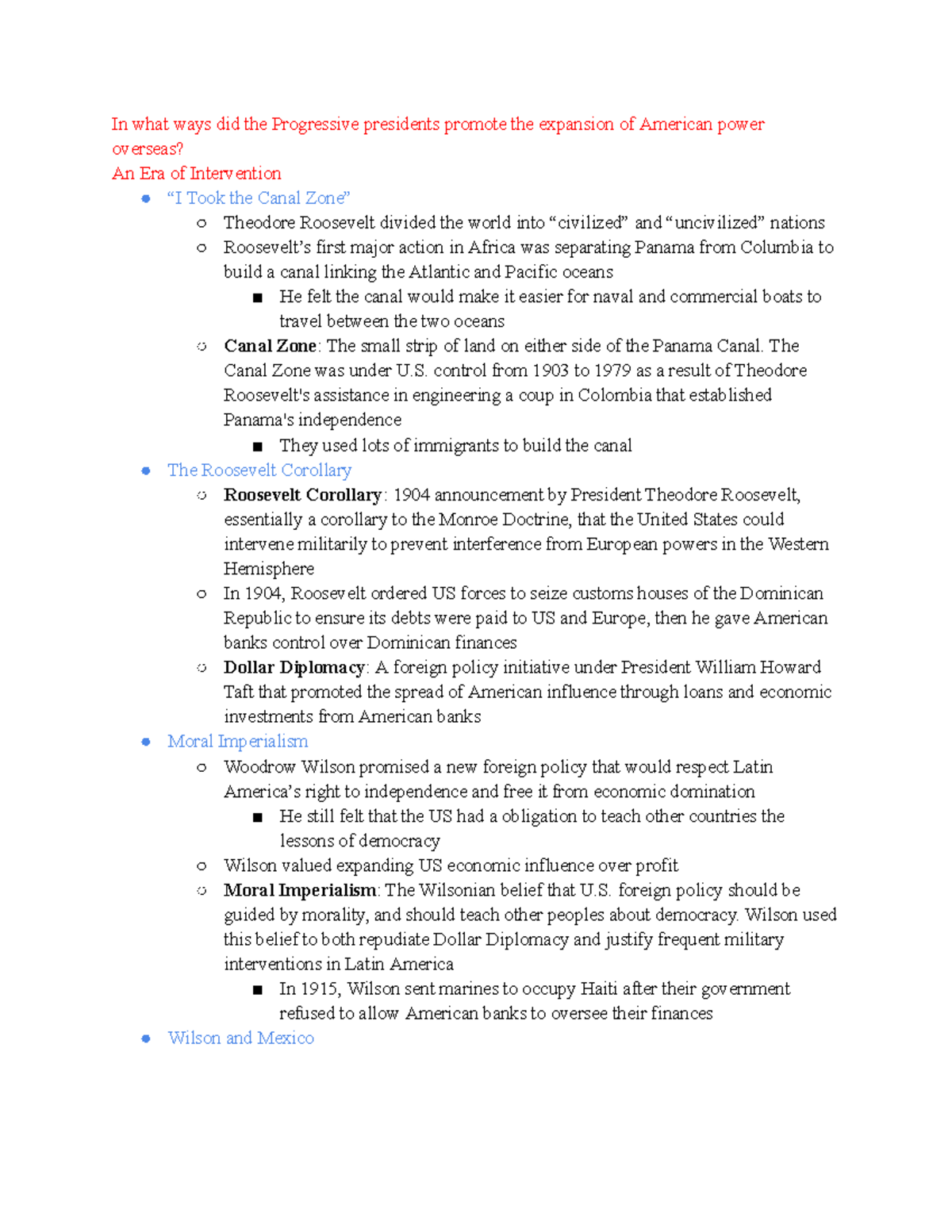 Give Me Liberty - APUSH Chapter 19: Progressive Presidents and WWI ...