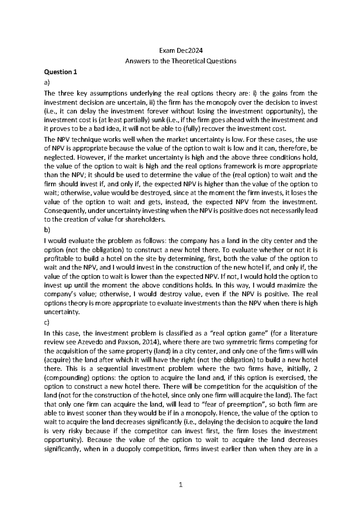 Mock exam paper Dec2024 answers for theoretical questions - Exam Dec Answers to the Theoretical ...