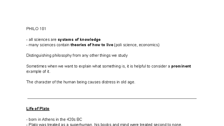 PHILO 101 - Plato's Justice and the Nature of Knowledge - Studocu