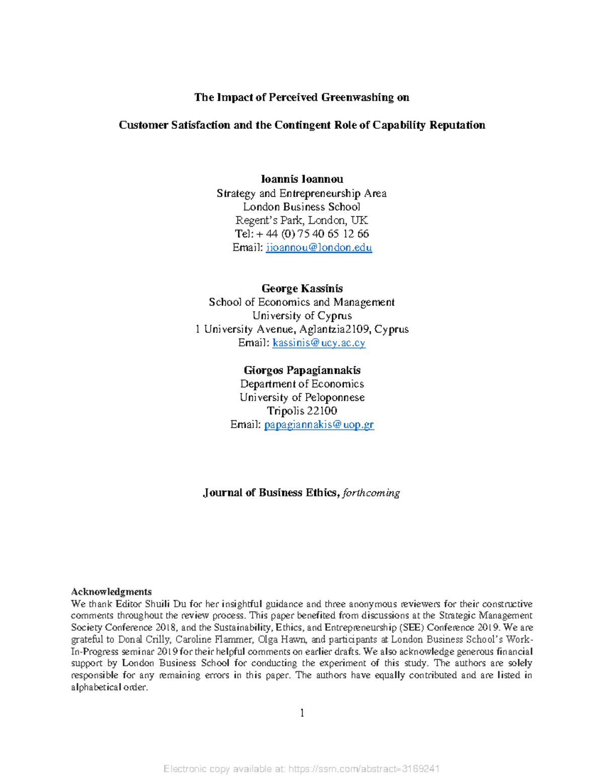 PPNC - The Role of Greenwashing in Customer Satisfaction Dynamics - Studocu