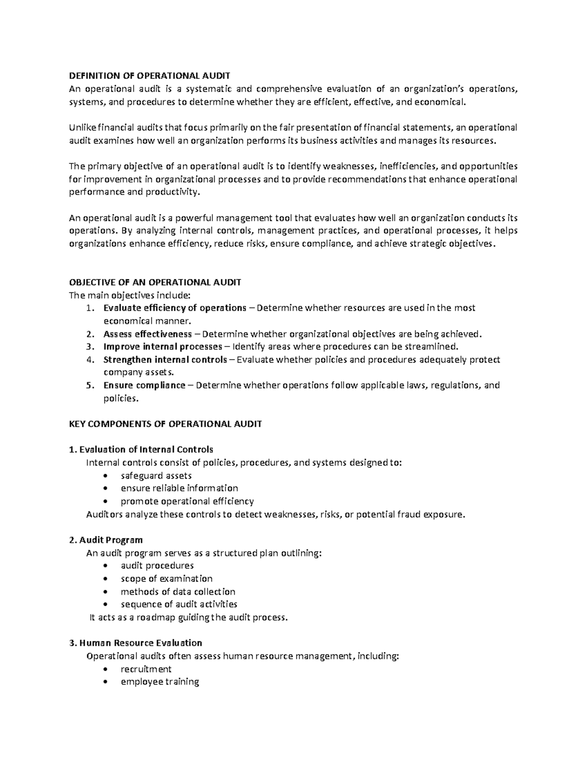 Operational Audit Overview: Definition, Objectives & Importance - Studocu