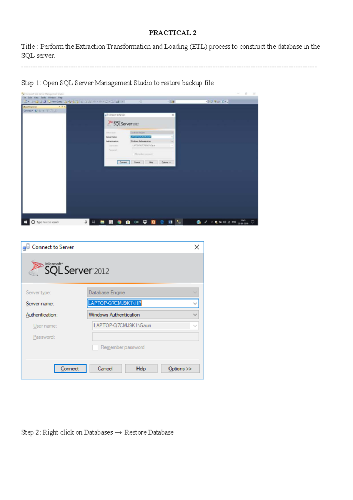 BI 2 - Practical 2: ETL Process for SQL Server Database Construction ...