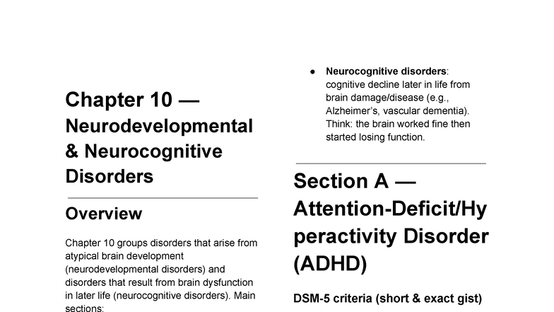 Chapter 10 — Overview of Neurodevelopmental & Neurocognitive Disorders ...