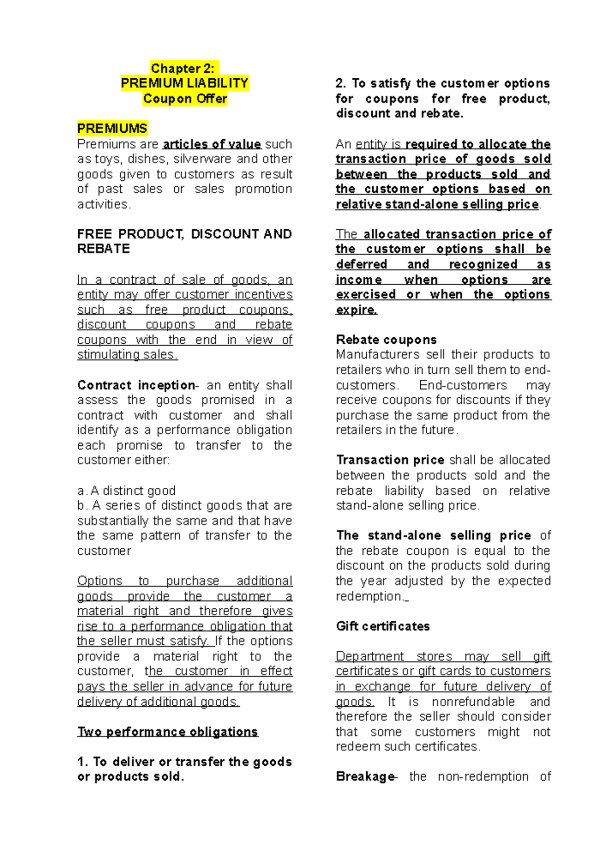 Intacc- Millan AND Valix - Chapter 2: PREMIUM LIABILITY Coupon Offer ...