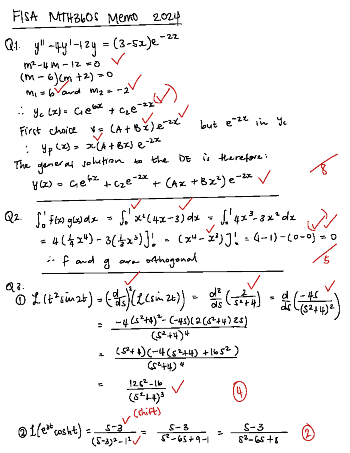 FISA MTH360S Memo 2024: Solutions to Differential Equations - Studocu