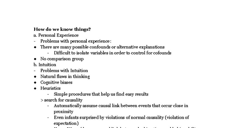 Research Methods (Module 1) - Lecture Notes on Knowledge and Bias - Studocu