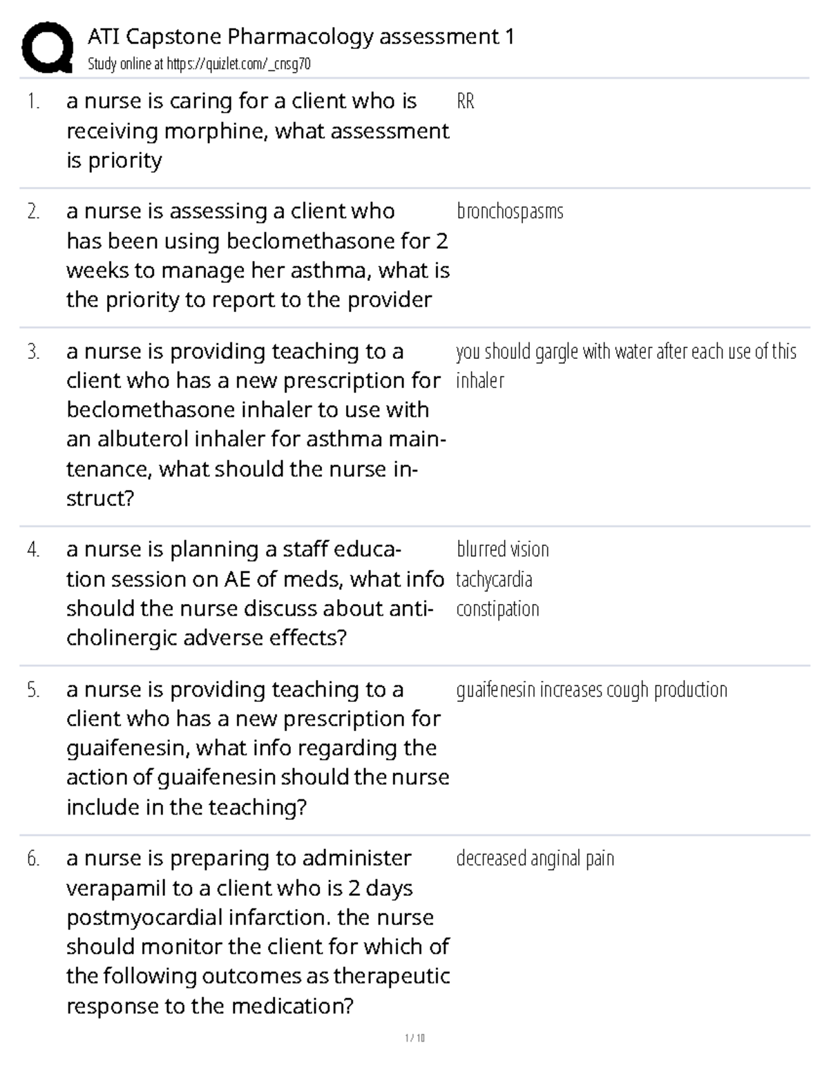 ATI Capstone pharmacology assessment 1 study guide and review notes ...