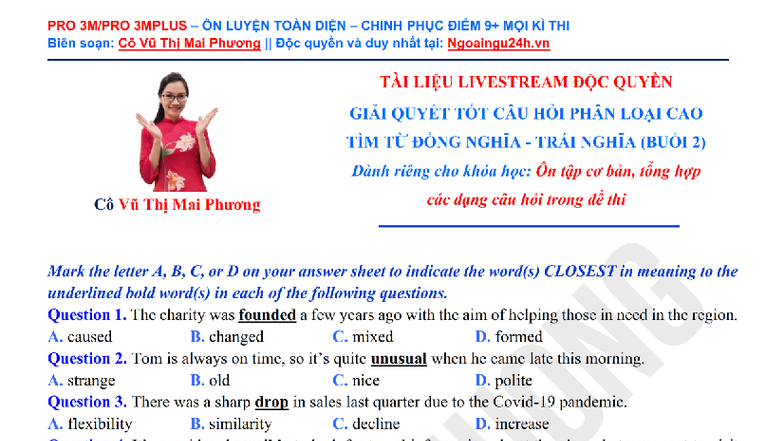 PRO 3MPLUS ÔN LUYEN TOÀN DIEN CHINH PHUC DIÉM MOI KÌ THI - Buổi 2 Nâng ...