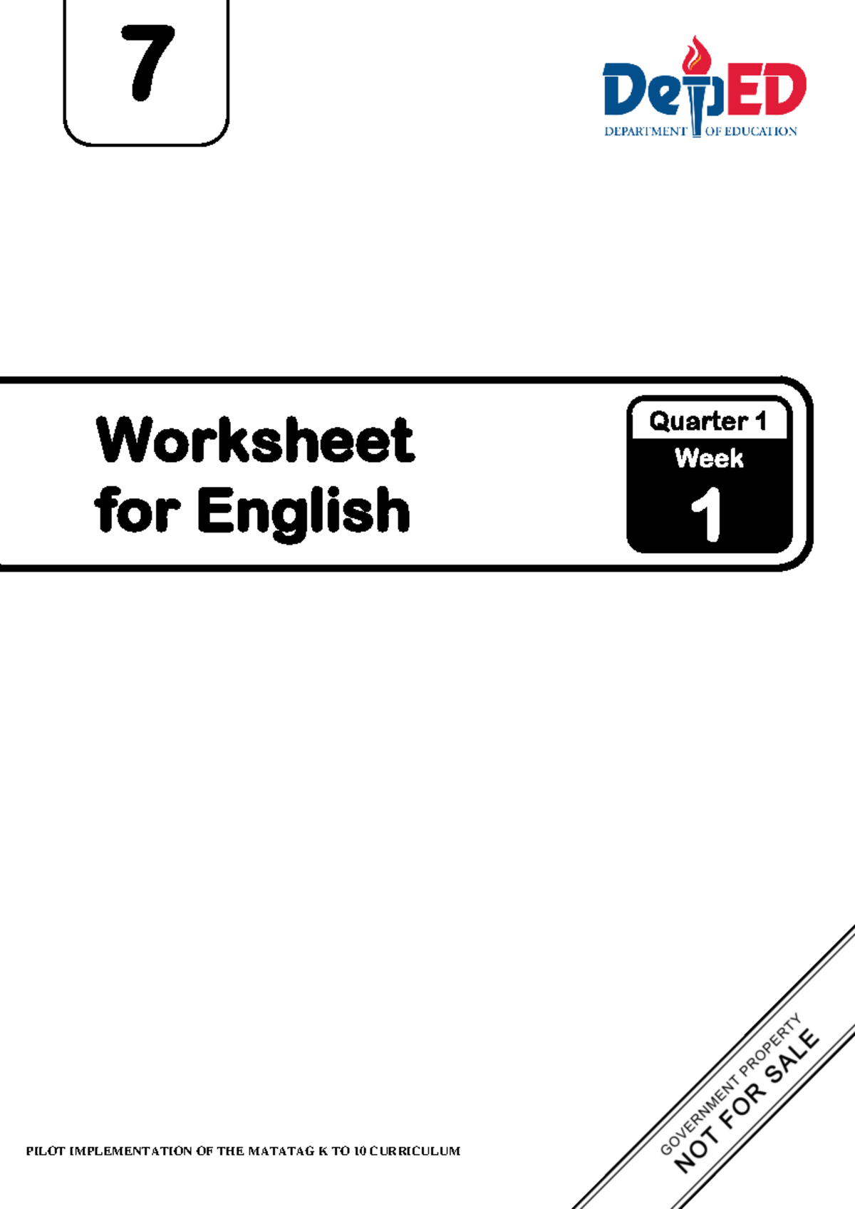 WS-English-7 Q1: Week 1 Curriculum Pilot Worksheet - Studocu