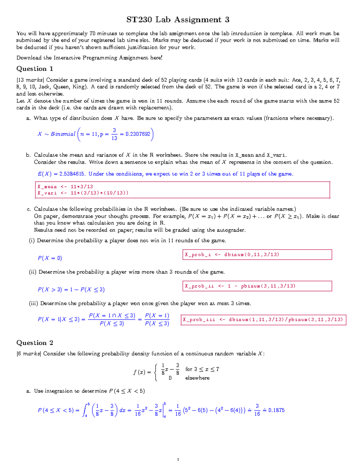 ST230 Lab Assignment 3: Probability Distributions and Analysis - Studocu