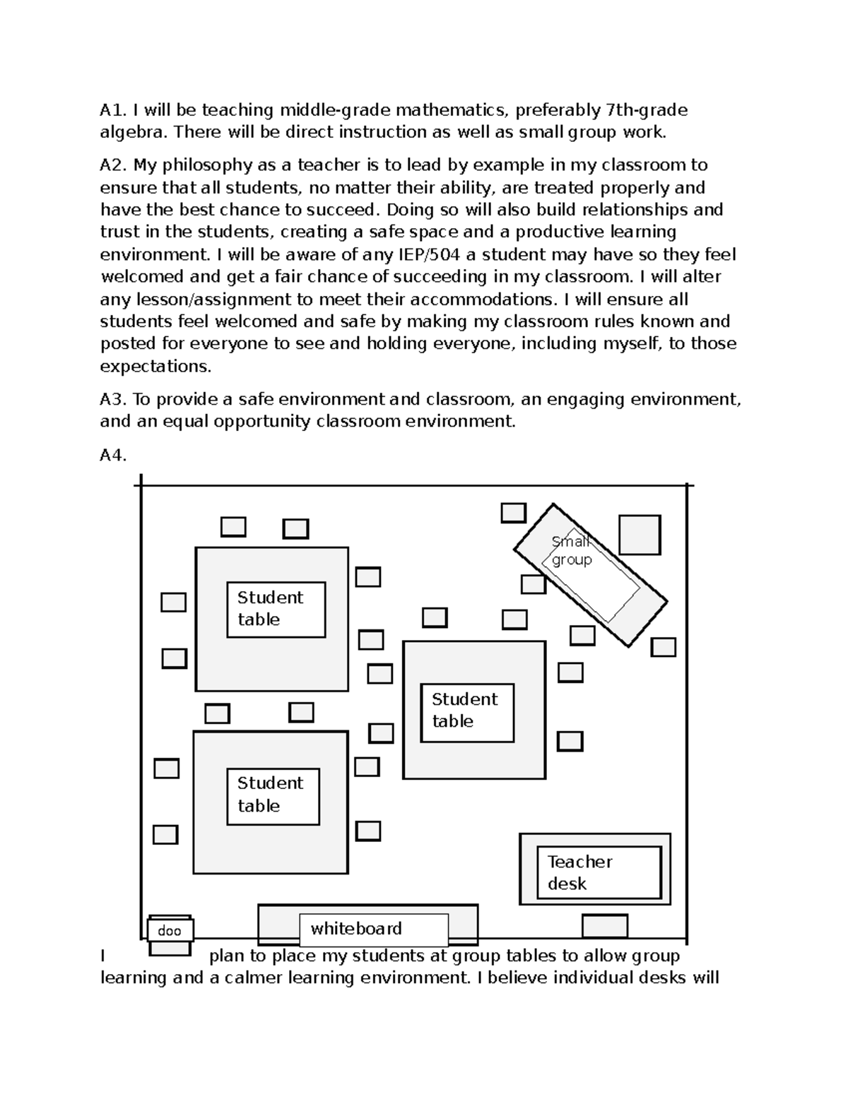 D095 Task 1: Classroom Management and Teaching Philosophy in Math - Studocu