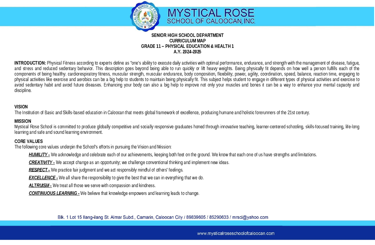 Physical Education & Health 1 - SENIOR HIGH SCHOOL DEPARTMENT ...