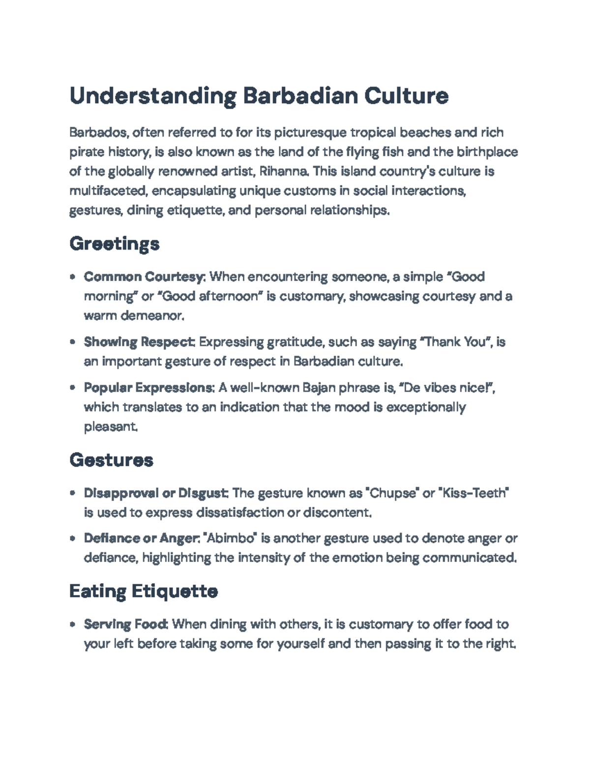 Understanding Barbadian Culture: Customs, Etiquette, and Relationships ...