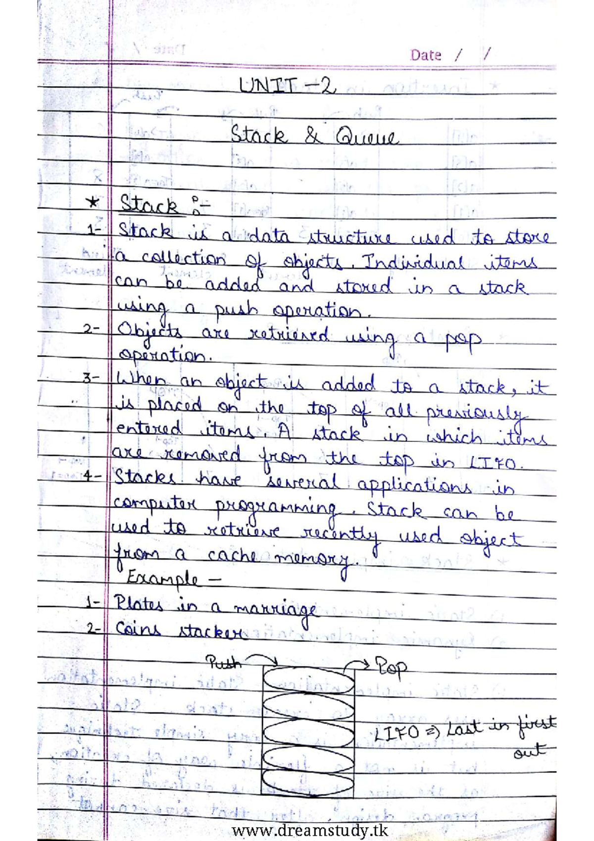 Data Structure (Unit 2) - Computer Science and Engineering - dreamstudy ...