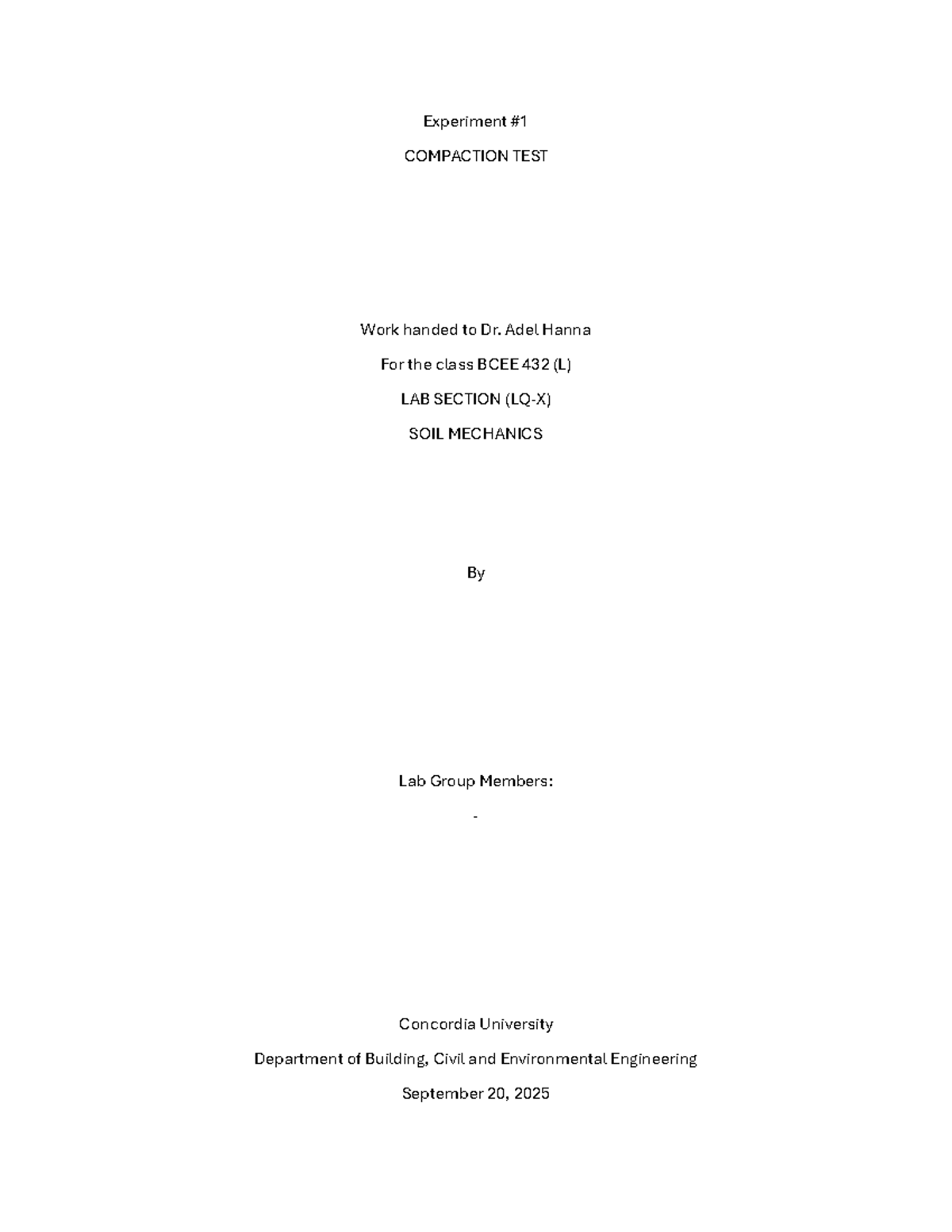 Compaction Test Experiment Report - BCEE 432 Lab - Studocu