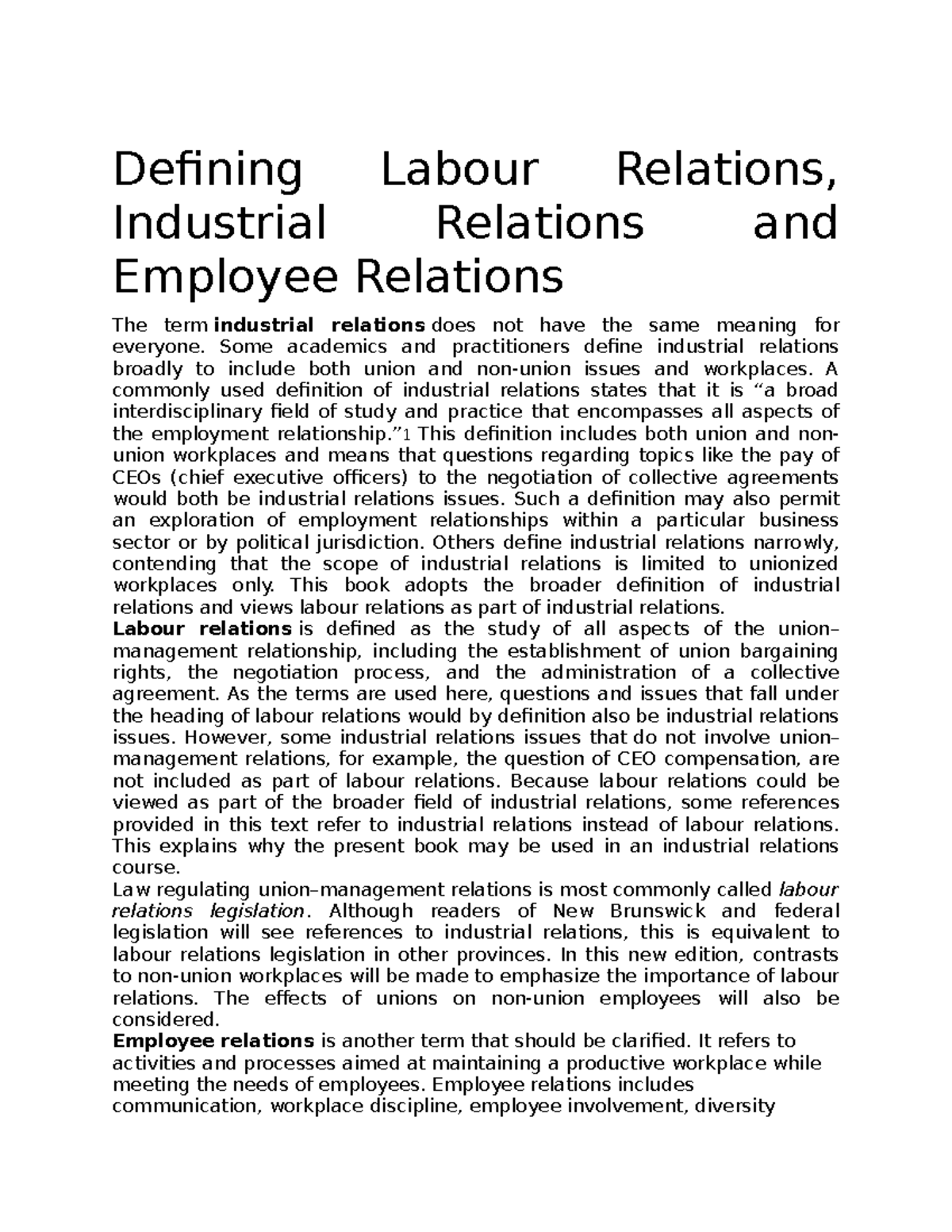 Labour Relations, Industrial Relations & Employee Relations Overview ...