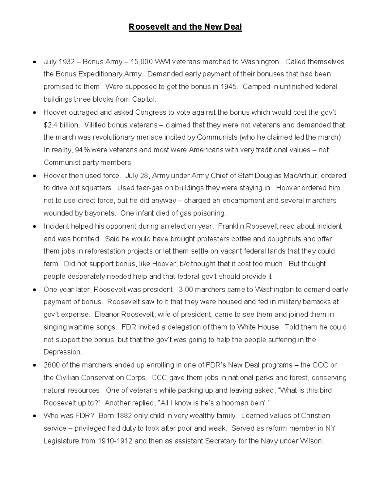 Roosevelt and the New Deal: Programs, Challenges, and Legacy (HIST 101 ...