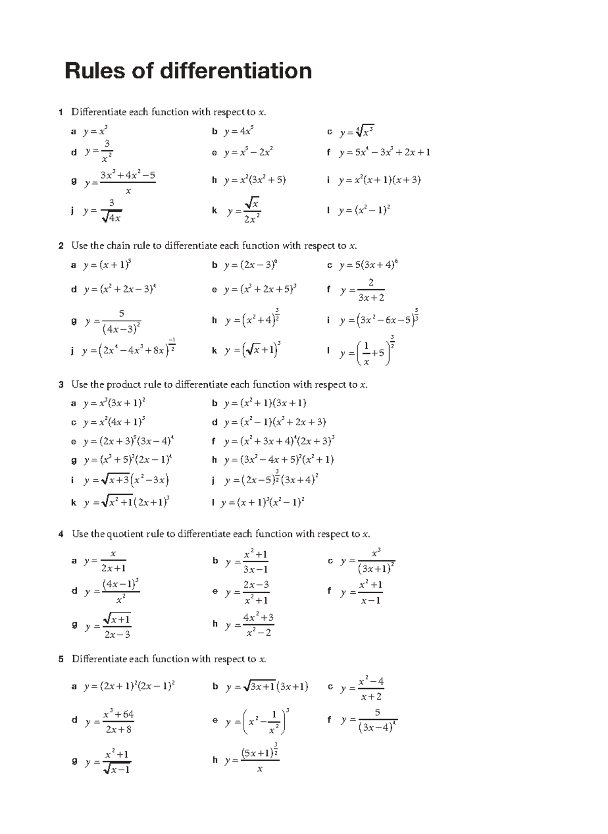 Basic Derivatives Practice - MATHS11WK18744 - Studocu