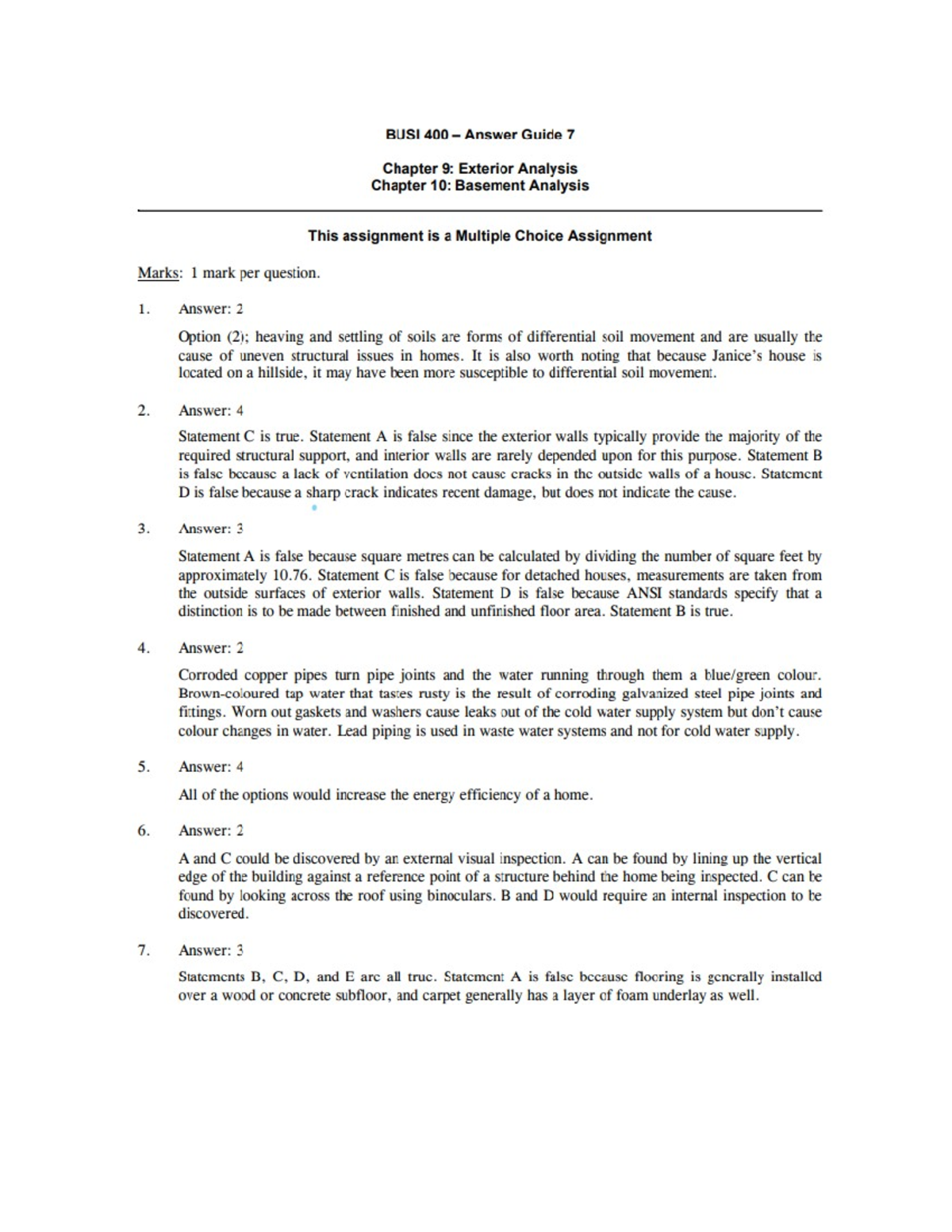 BUSI 400 Final Exam: Multiple Choice Answer Key for Chapters 9-10 - Studocu